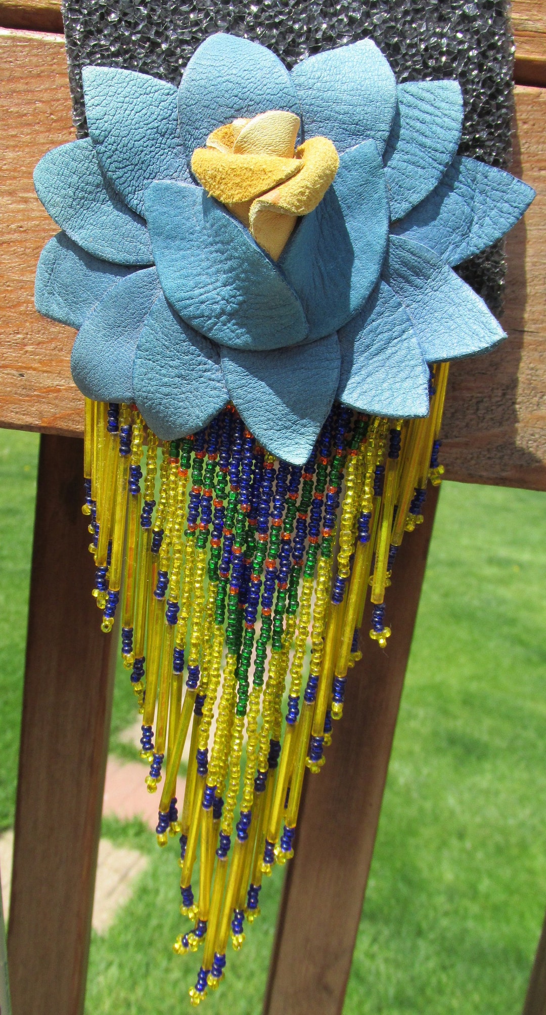 Genuine Leather and Bead Hair Barrett - Etsy