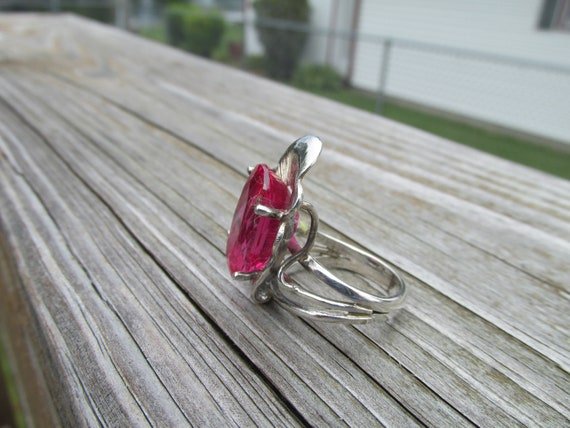 Big Bold Rich Dark Pink Sterling Ring - Gem
