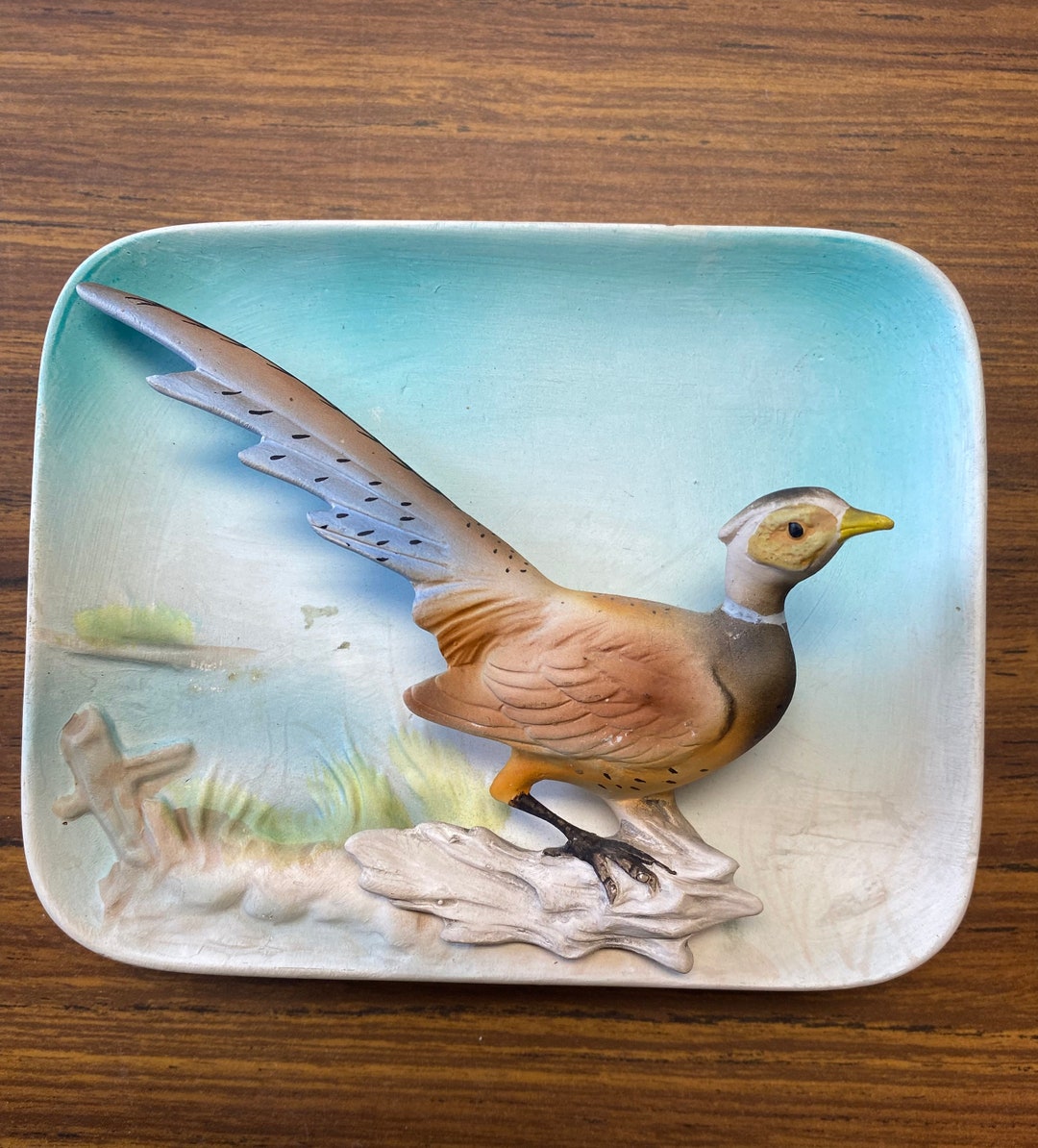 Vintage Ceramic Enesco 3D Hand Painted Pheasant Hanging Wall Plaque ...