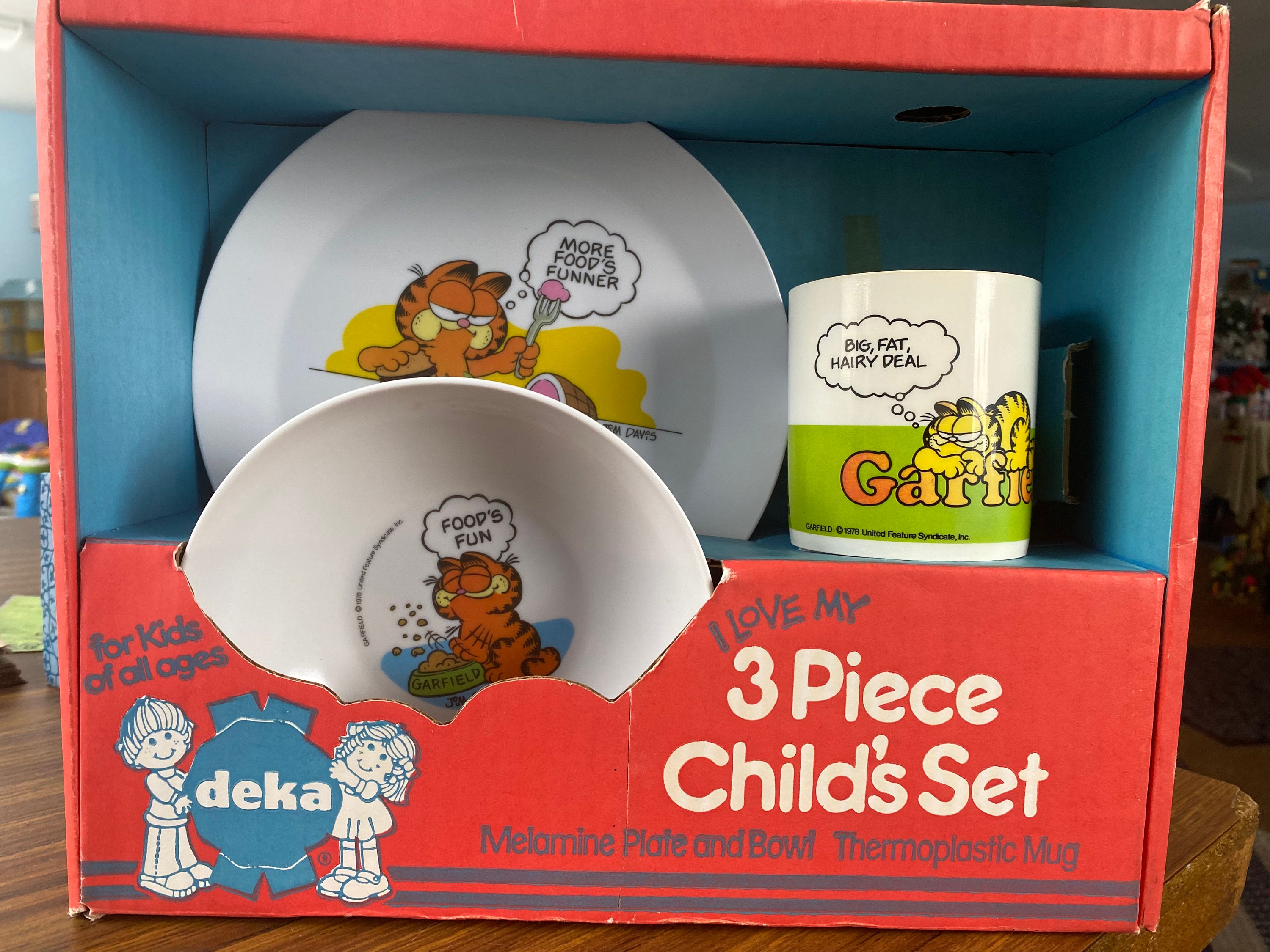 Garfield 3 Piece Dish Set in Original Box by Dekaland, Melamine Plate ...