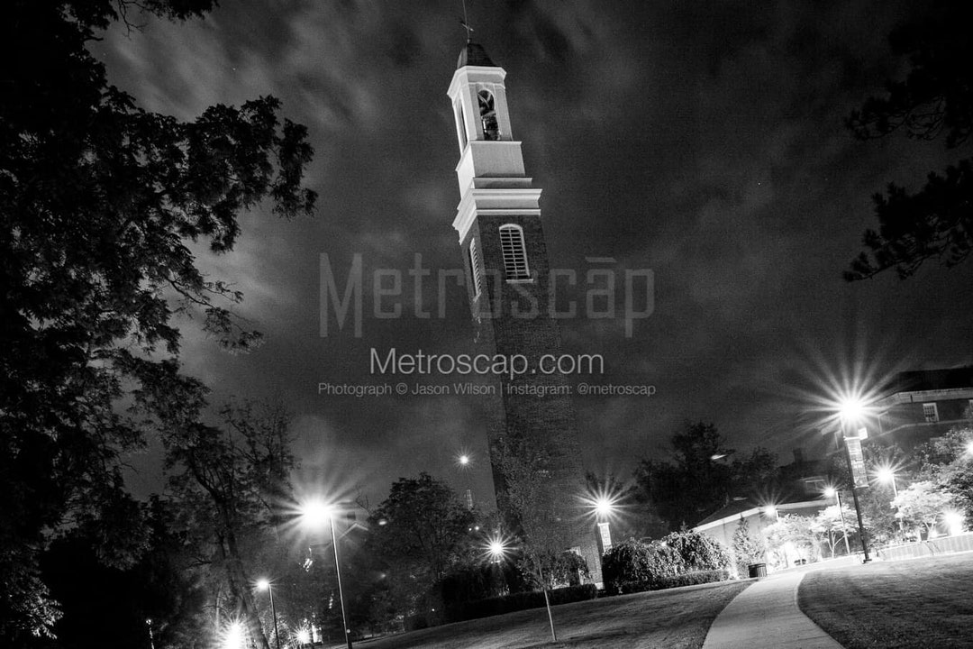 Beta Theta Pi Bell Tower at Night Black & White Wall Art. Oxford Ohio ...