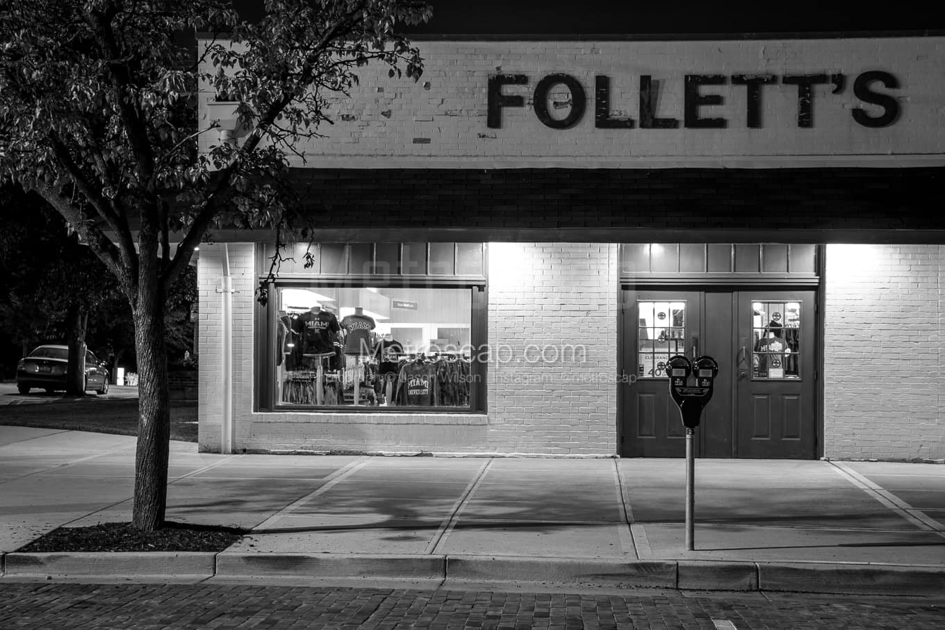 Folletts Book Store at Night Black & White Wall Art. Oxford Ohio Black ...