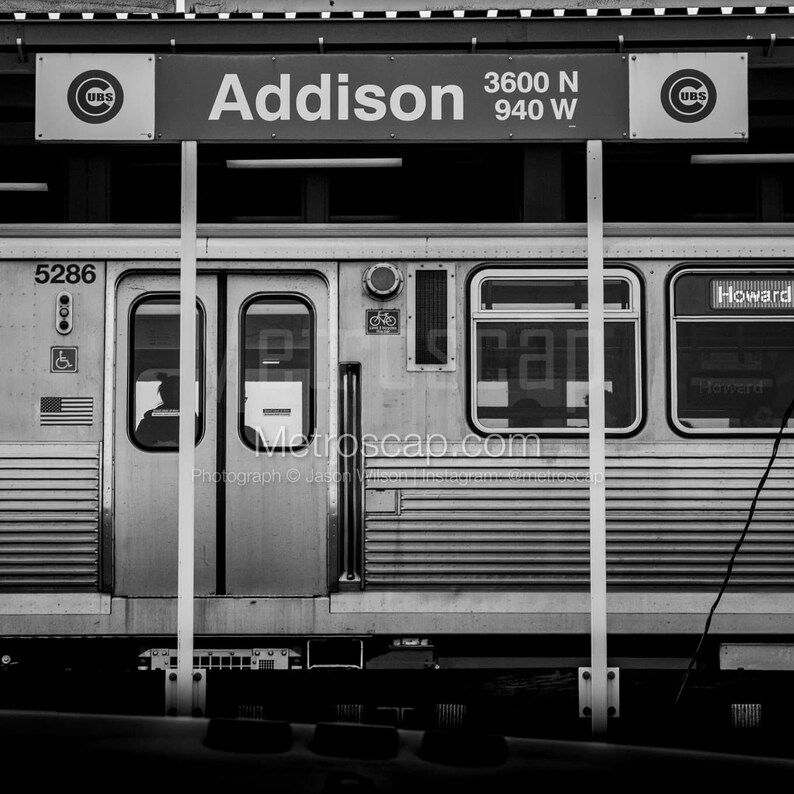 Chicago Pictures Black & White. Addison Street L Station at Wrigley ...