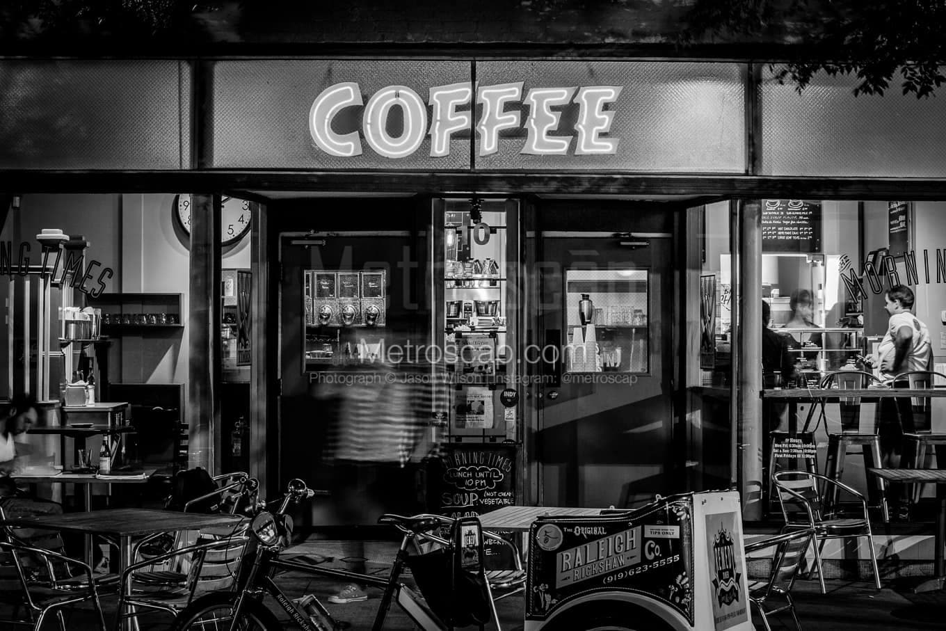 Neon Coffee Sign Black & White Wall Art. Raleigh Black and White ...