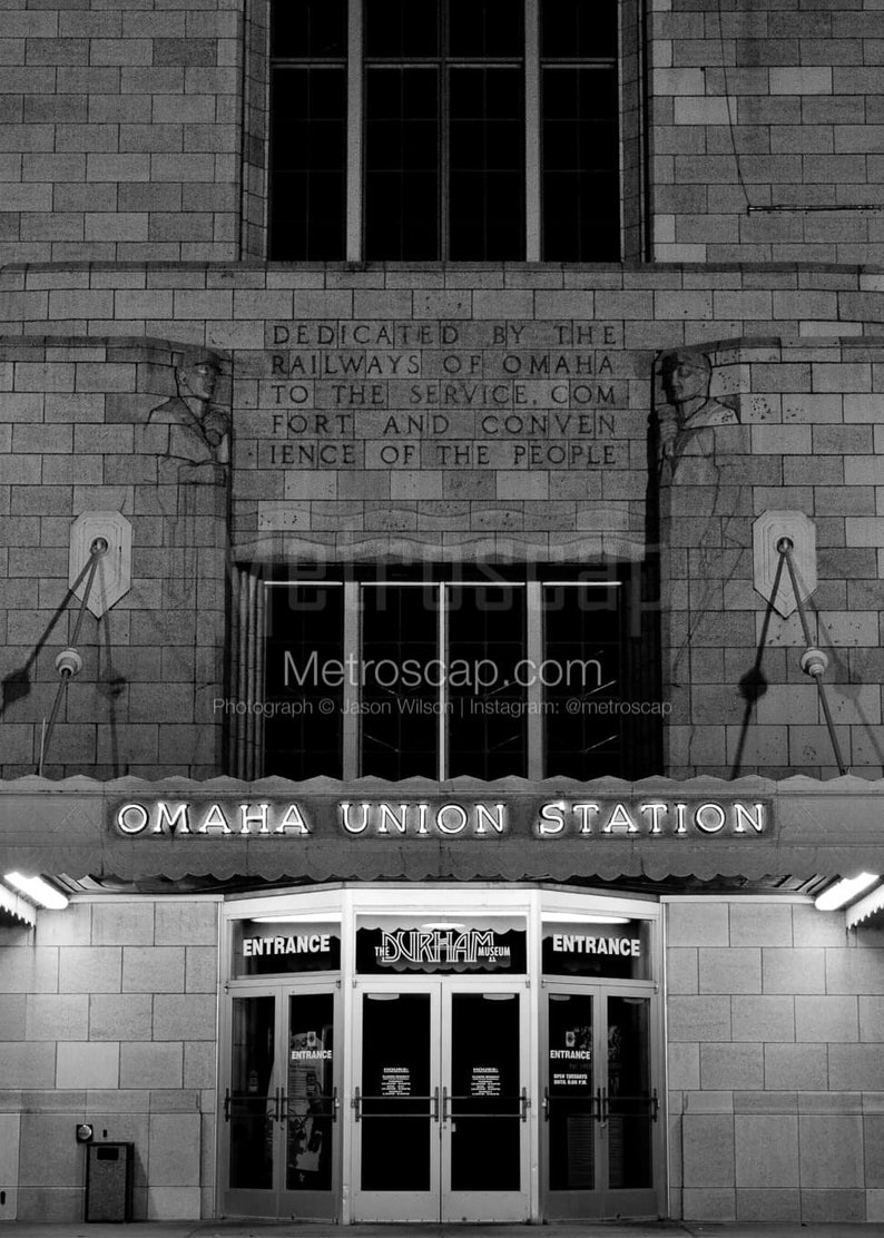 Omaha Union Station - Durham Museum Black & White Wall Art. Omaha Black ...
