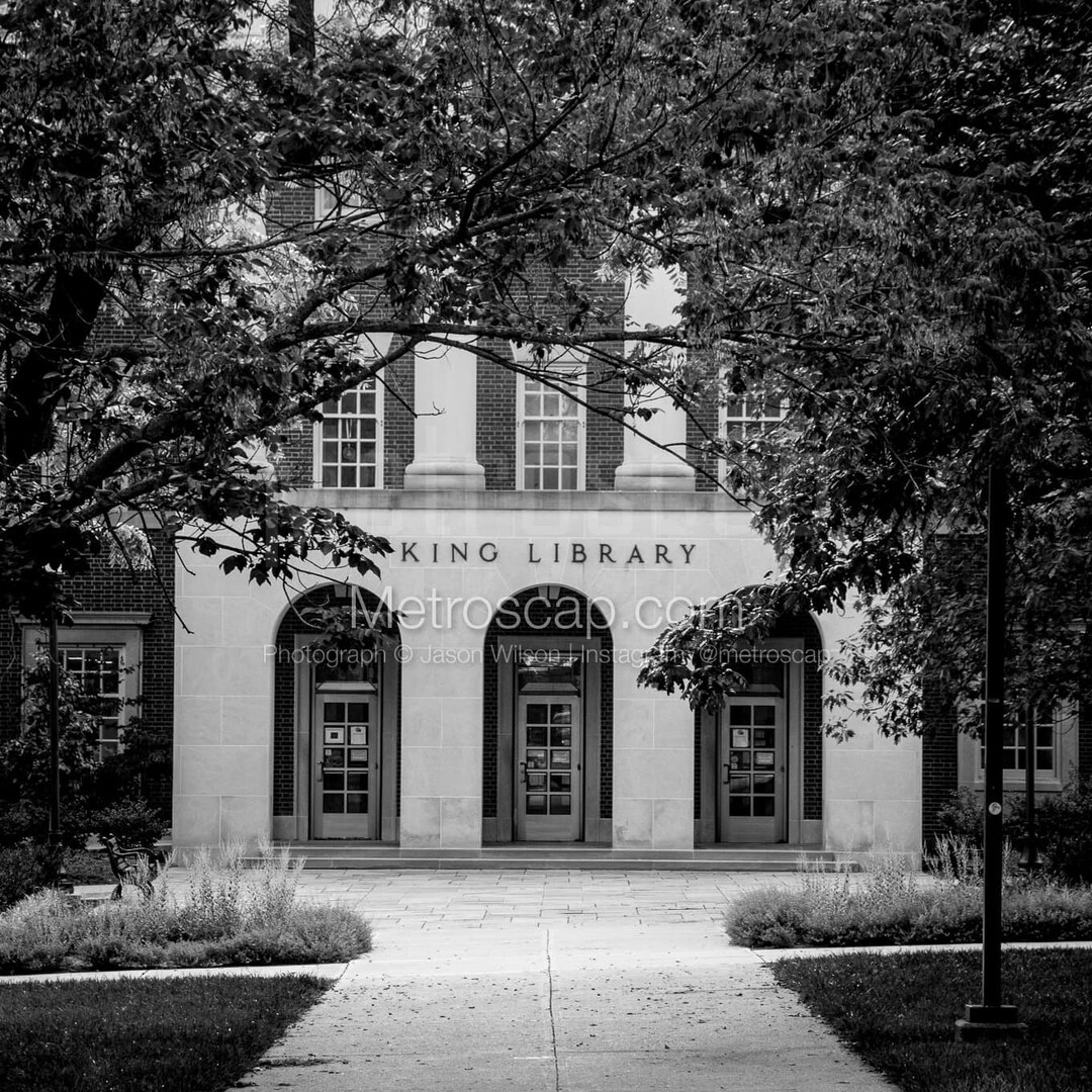 King Library Miami University Black & White Wall Art. Oxford Ohio Black ...