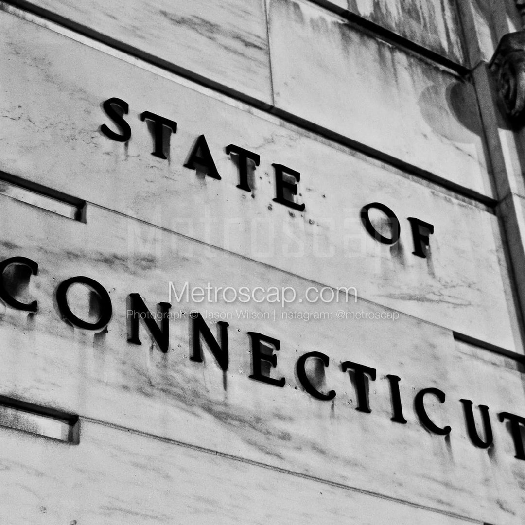 The State of Connecticut Black & White Wall Art. Hartford Black and ...
