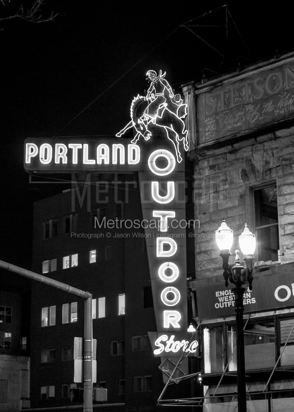 Portland Outdoor Store Neon Sign Black & White Wall Art. Portland Black ...