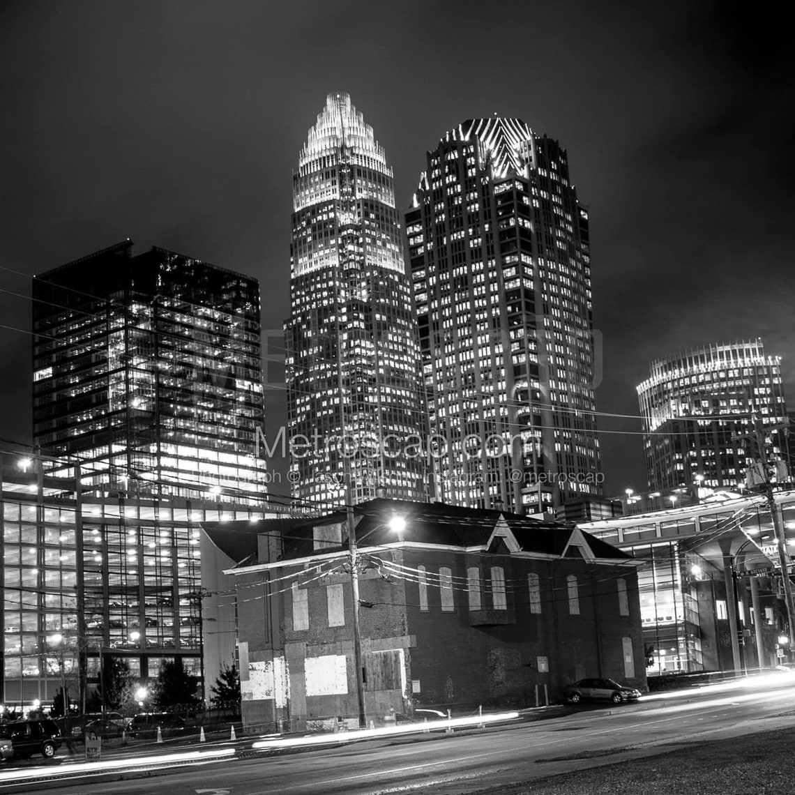 Hearst Building Bofa Building Black & White Wall Art. Charlotte Black ...