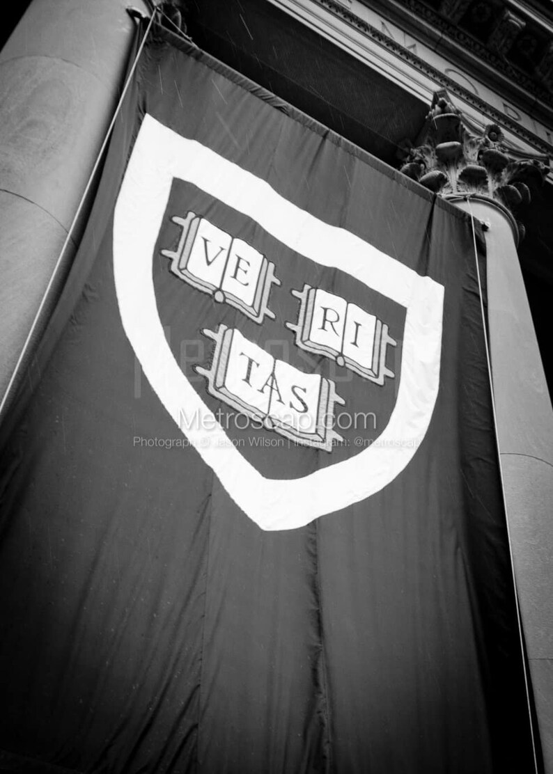 Boston Pictures Black & White. Veritas Banners Widener Library Harvard ...