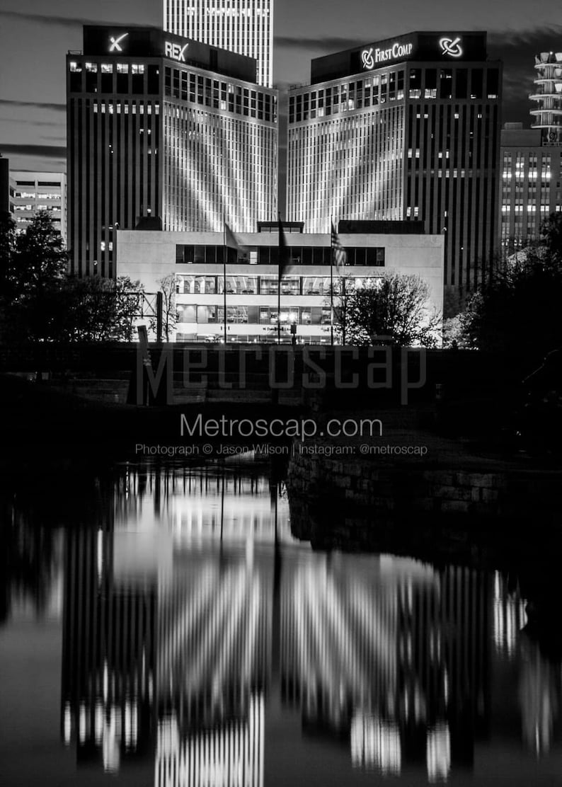 Dale Clark Library Central Park Plaza Buildings Black & White Wall Art ...