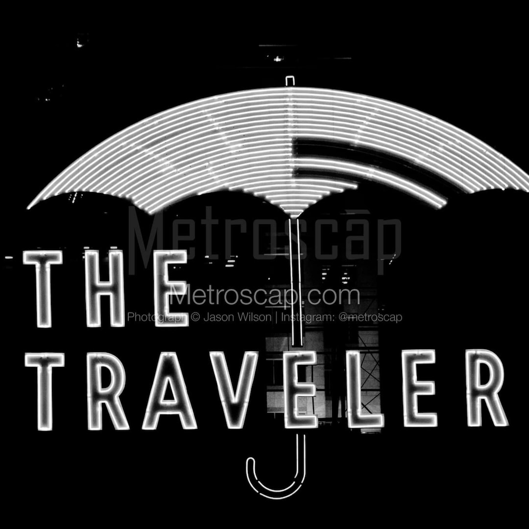 The Travelers Sign Black & White Wall Art. Des Moines Black and White ...