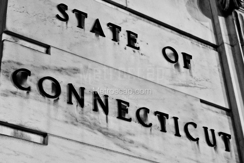 The State of Connecticut Black & White Wall Art. Hartford Black and ...