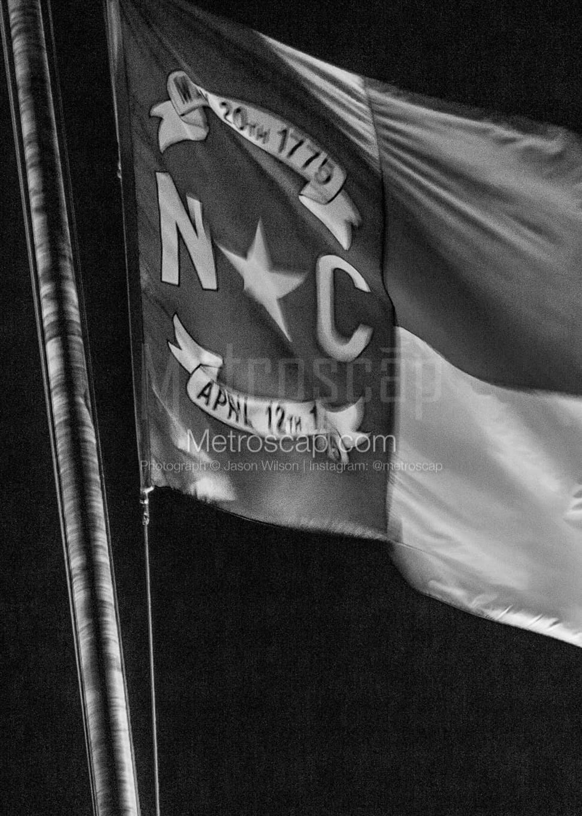 North Carolina Flag Nc Capitol Building Black & White Wall Art. Raleigh ...