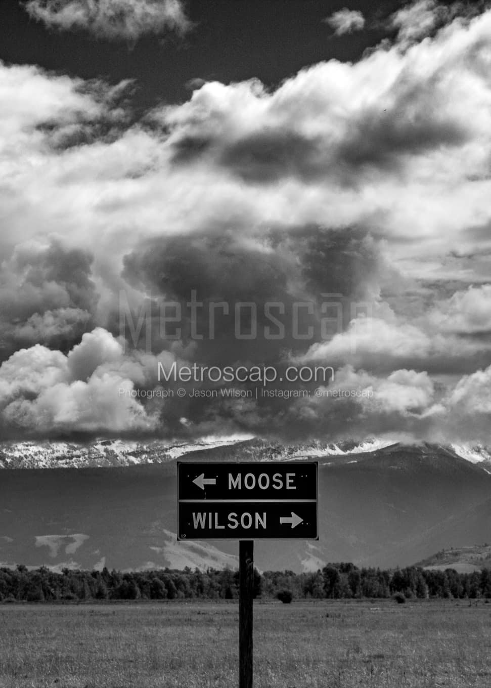 Wilson Wyoming Sign Black & White Wall Art. Jackson Hole Black and ...