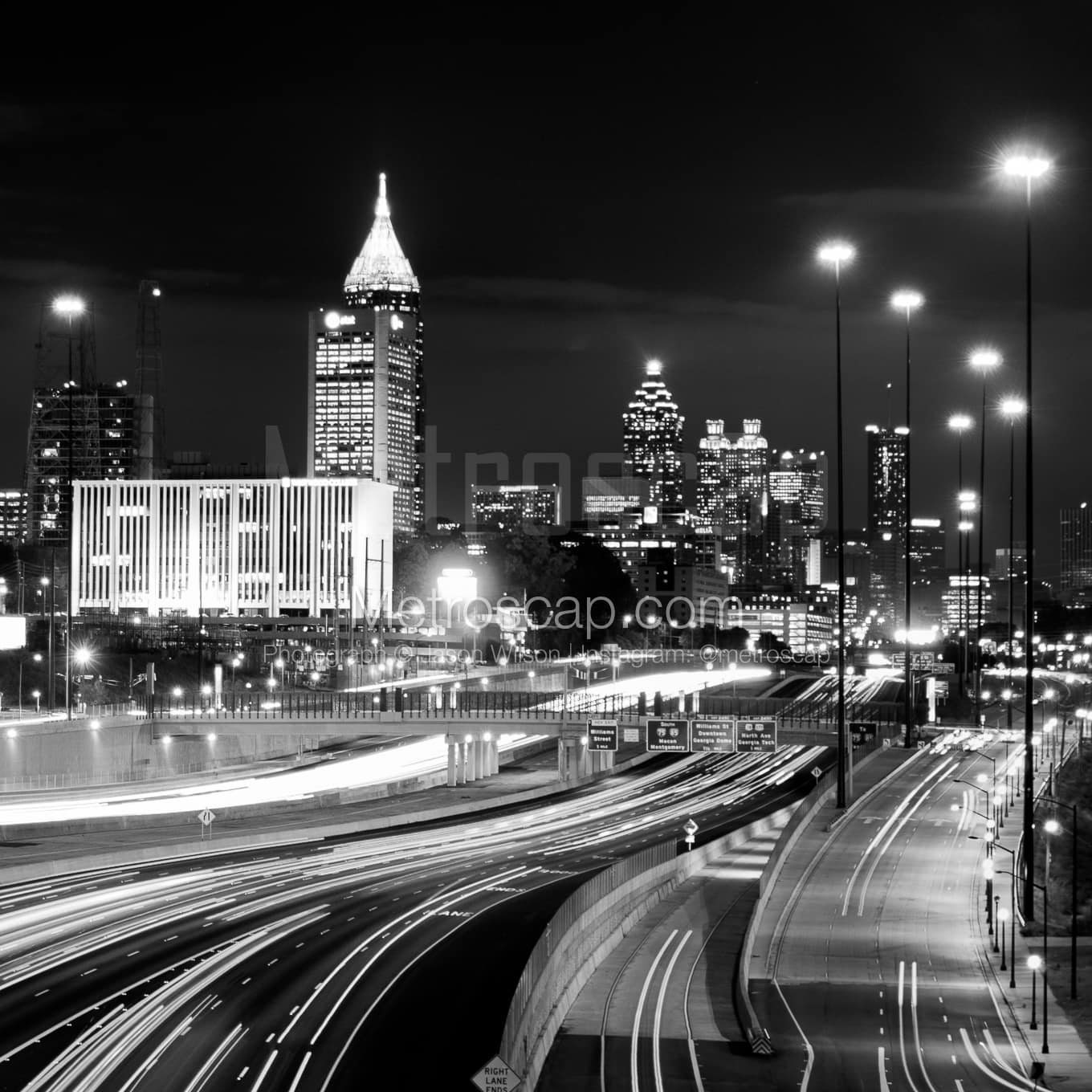 Atlanta Skyline Black & White Wall Art. Atlanta Black and White ...