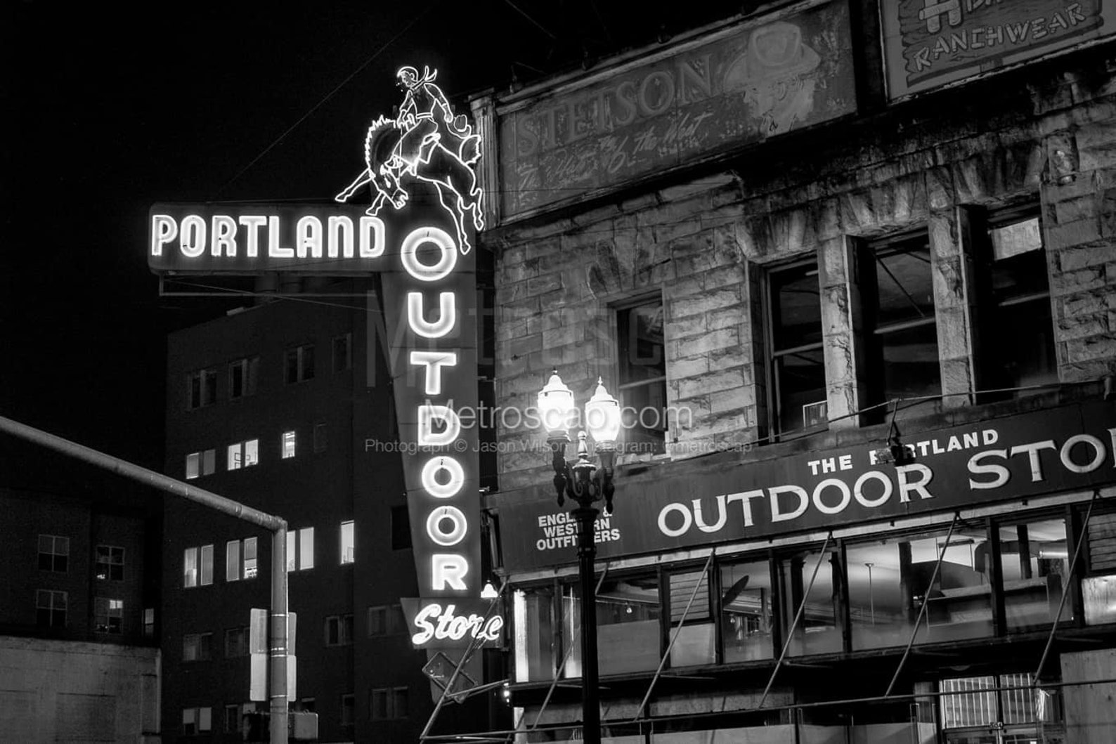Portland Outdoor Store Neon Sign Black & White Wall Art. Portland Black ...