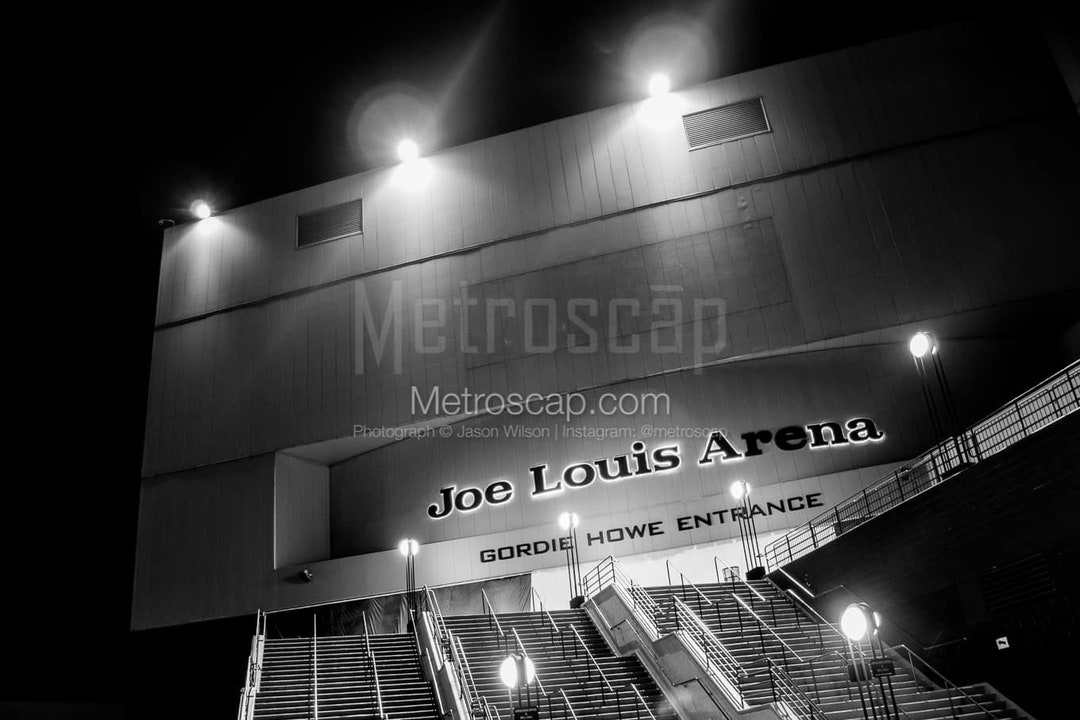 Detroit Pictures Black & White. Gordie Howe Entrance Joe Louis Arena ...