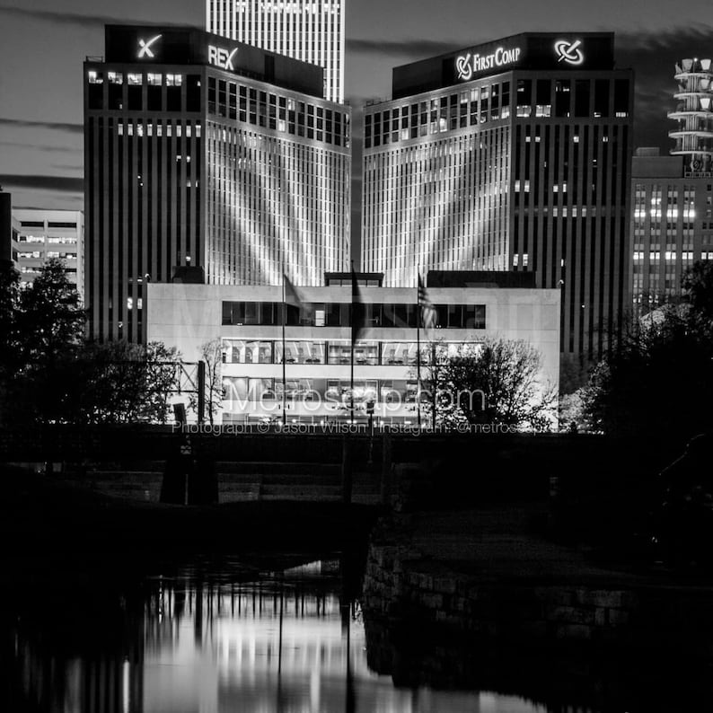 Dale Clark Library Central Park Plaza Buildings Black & White Wall Art ...