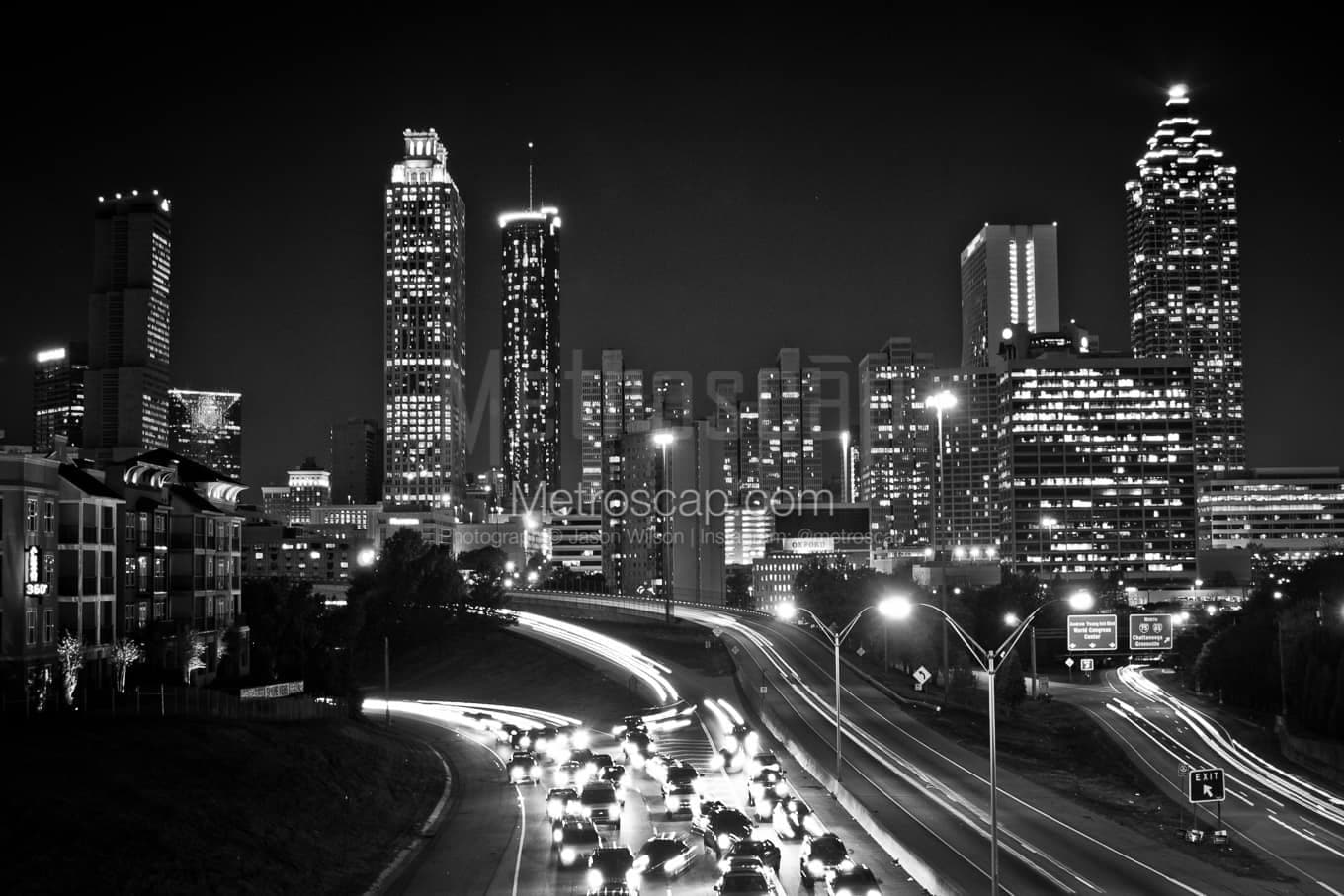 Downtown Atlanta Skyline Black & White Wall Art. Atlanta Black and ...