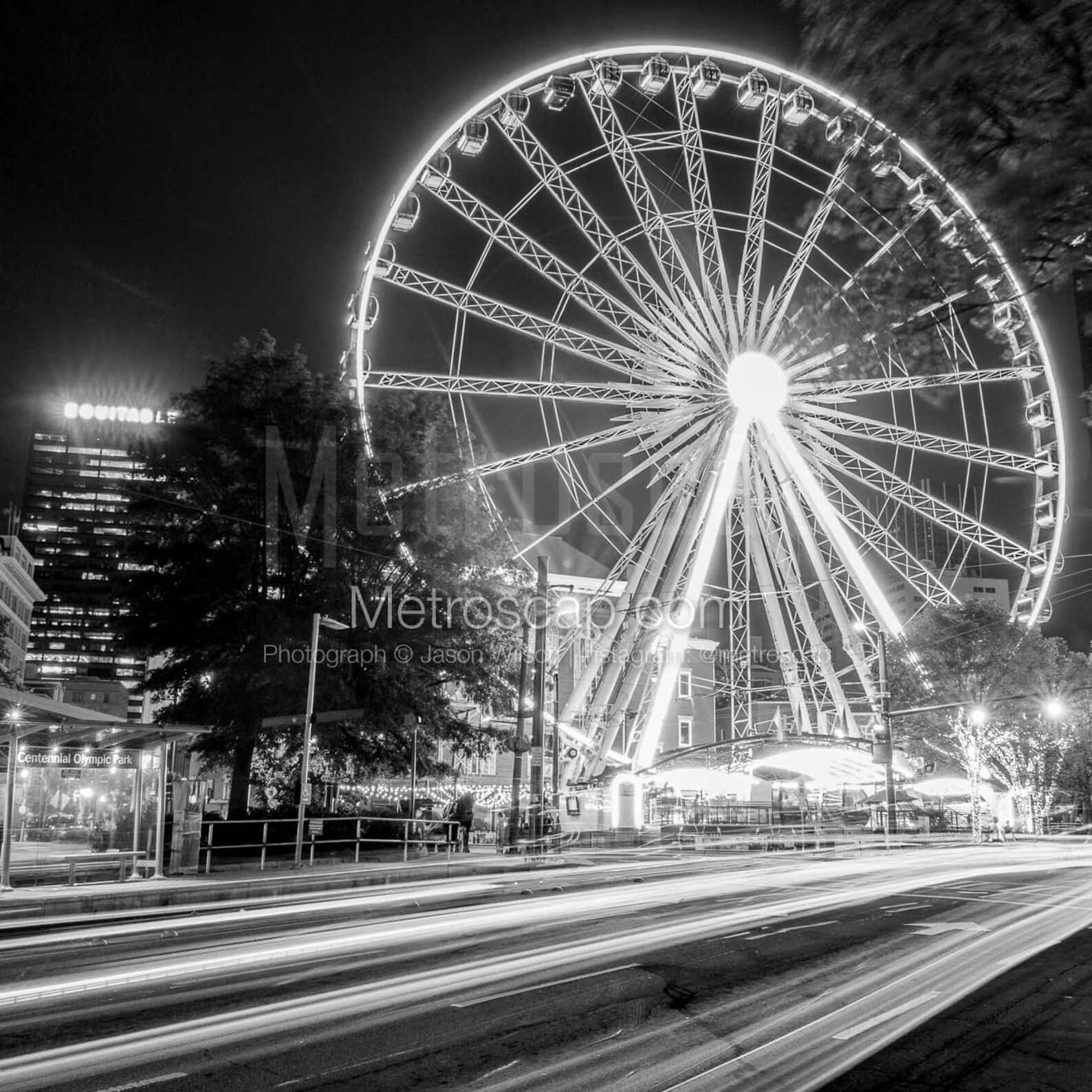 Skyview Atlanta Ferris Wheel Black & White Wall Art. Atlanta Black and ...