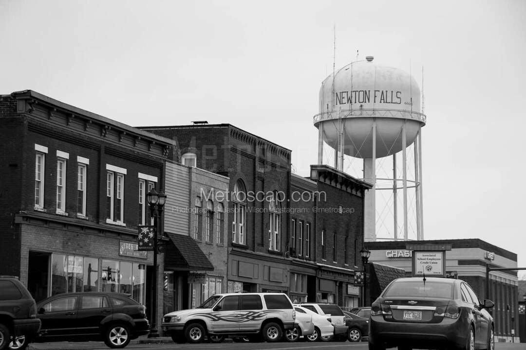 Newton Falls Water Tower Black & White Wall Art. Newton Falls Ohio ...