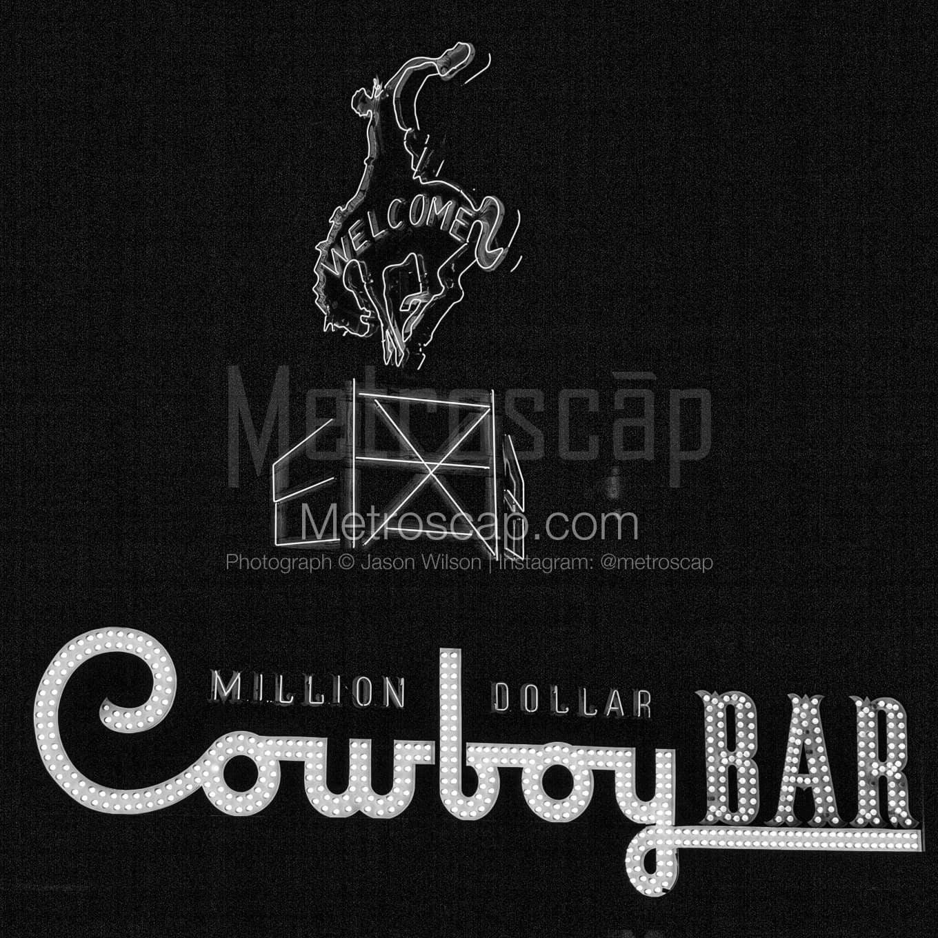 Million Dollar Cowboy Bar Sign Black & White Wall Art. Jackson Hole ...