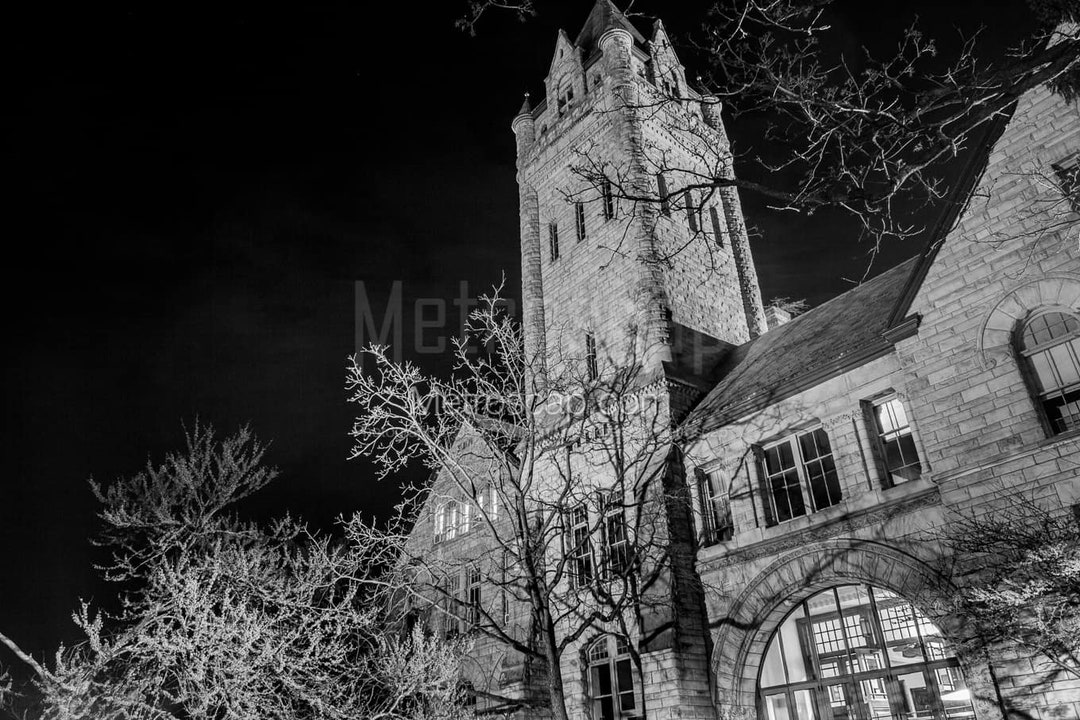Grey Chapel Ohio Wesleyan Campus Black & White Wall Art. Delaware Ohio ...