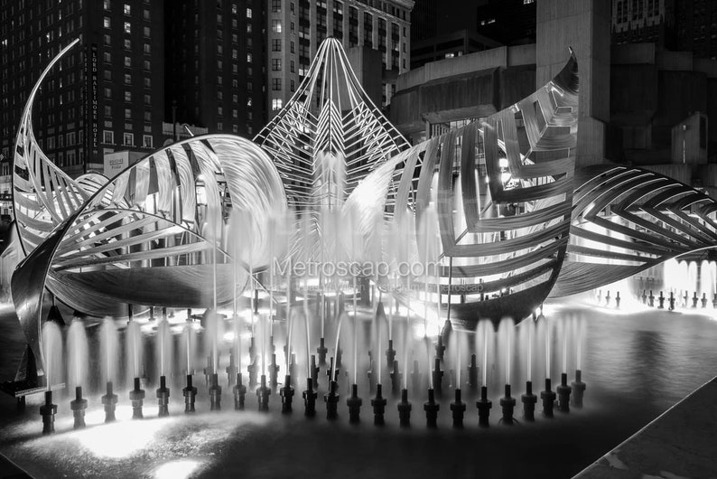 Baltimore Pictures Black & White. Hopkins Plaza Fountain Black and ...