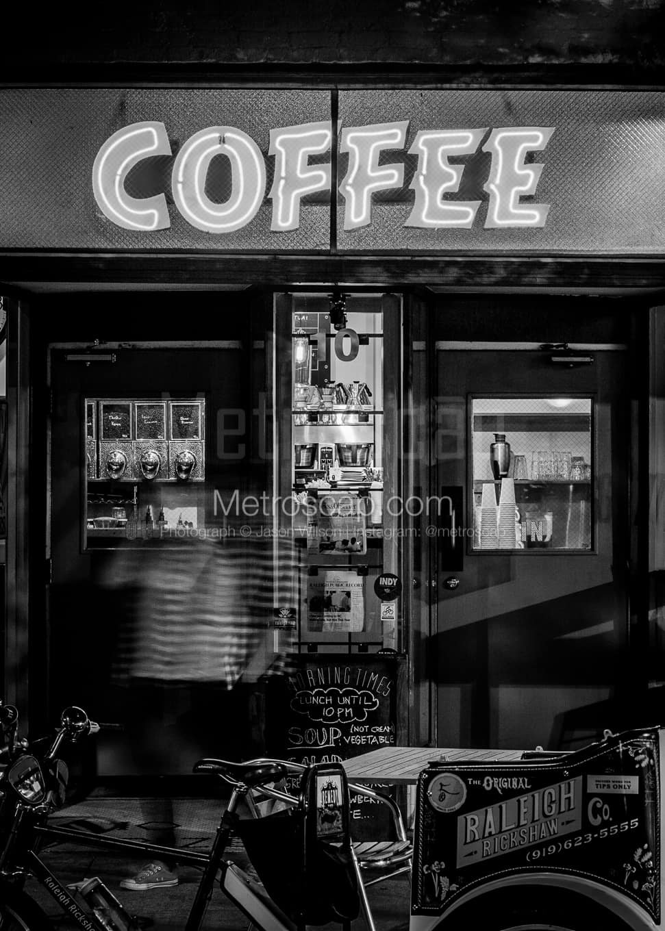 Neon Coffee Sign Black & White Wall Art. Raleigh Black and White ...