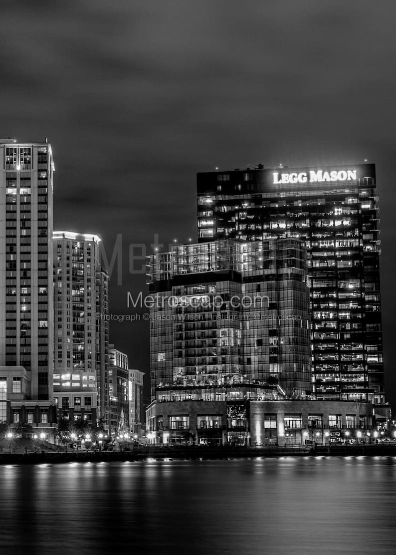 Baltimore Pictures Black & White. Inner Harbor Skyline East Black and ...
