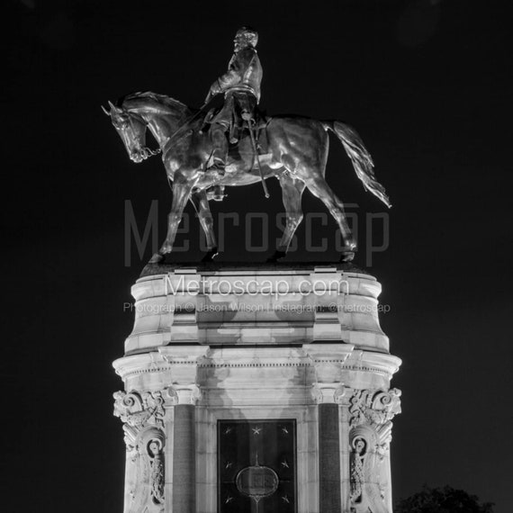 General Lee Monument Black & White Wall Art. Richmond Black - Etsy