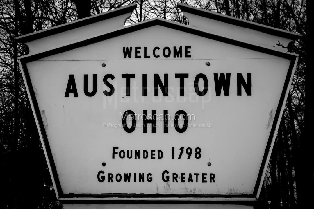 Austintown Ohio Sign Black & White Wall Art. Austintown Ohio Black and ...