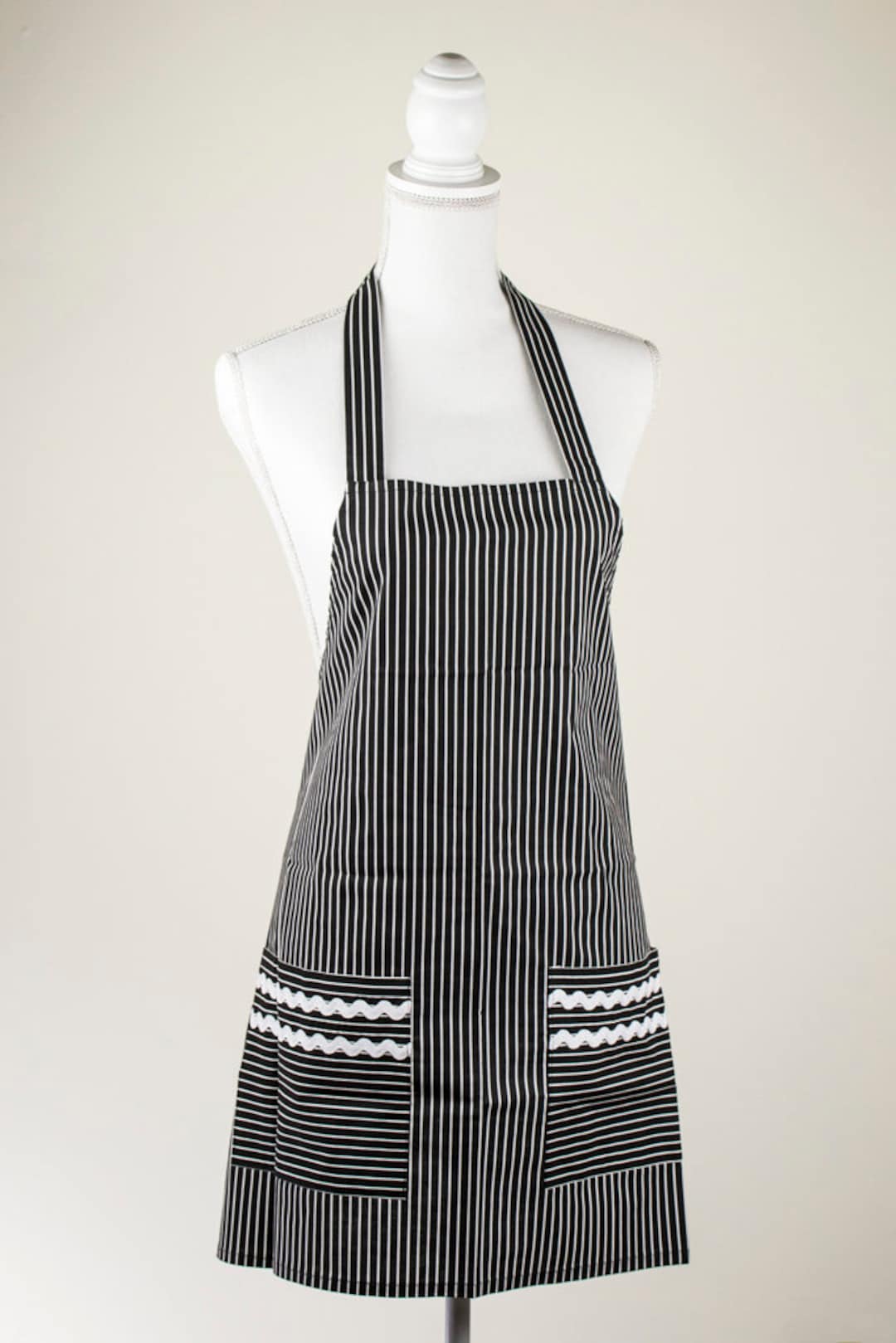 Women's Black Pinstripe Apron FULL - Etsy
