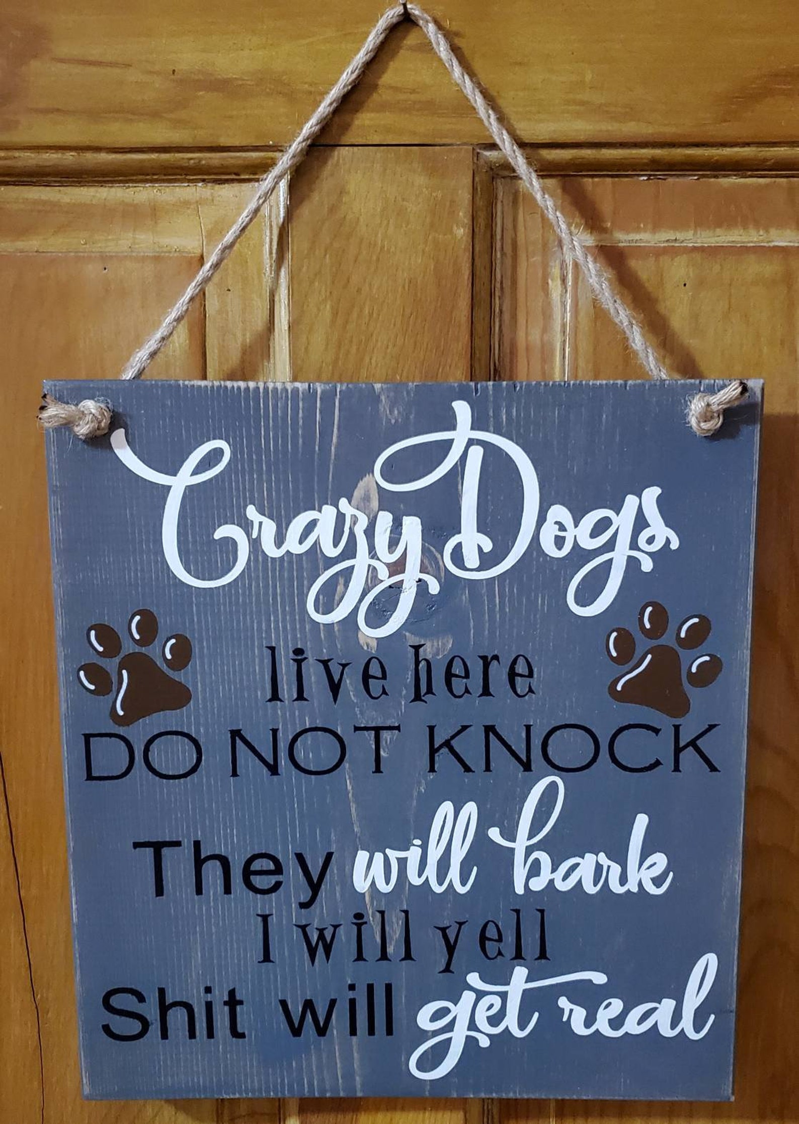 Cute and Fun Handmade Outdoor Wooden Pet Sign Saying Crazy | Etsy