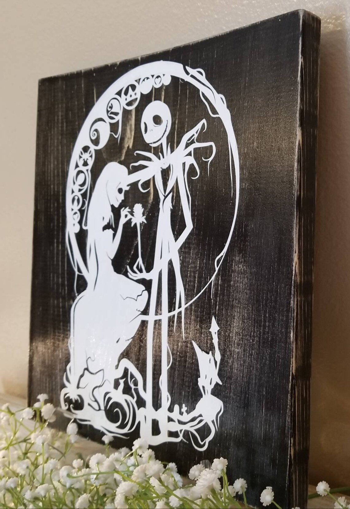 Cute Handmade Wooden Sign of Jack Skellington and Sally | Etsy