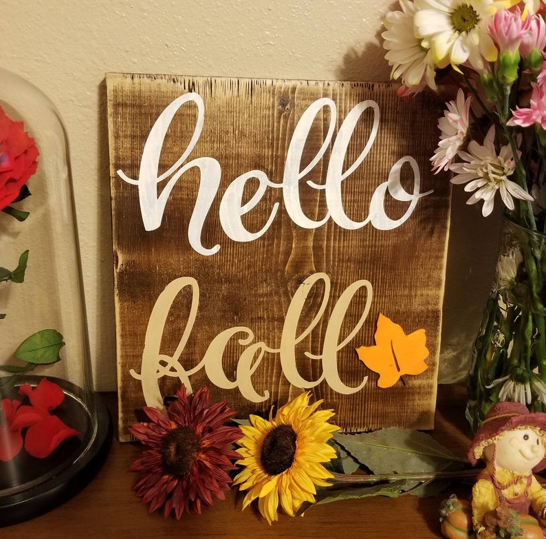 Cute Handmade Wooden Sign with the saying Hello fall | Etsy
