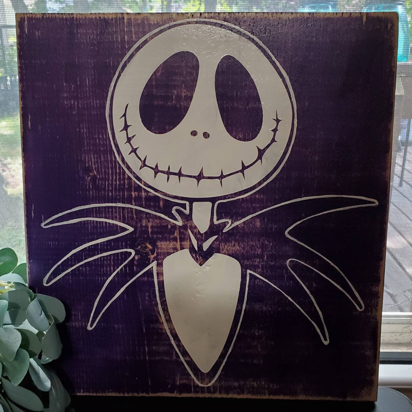 Cute Handmade Wooden Sign With a Smiling Jack Skellington - Etsy