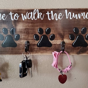 Cute and Fun Handmade Wooden Hooked Pet Sign Saying - Time to Walk the ...