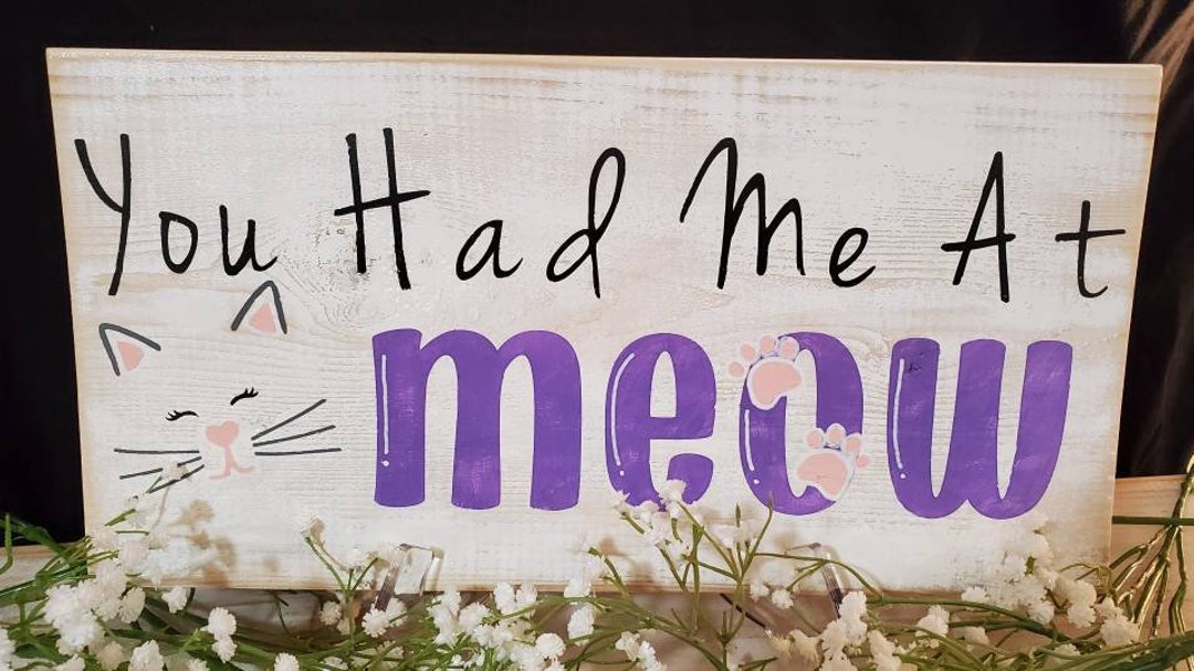 Cute and Fun Handmade Wooden Pet Sign Saying - You Had Me at Meow - Etsy