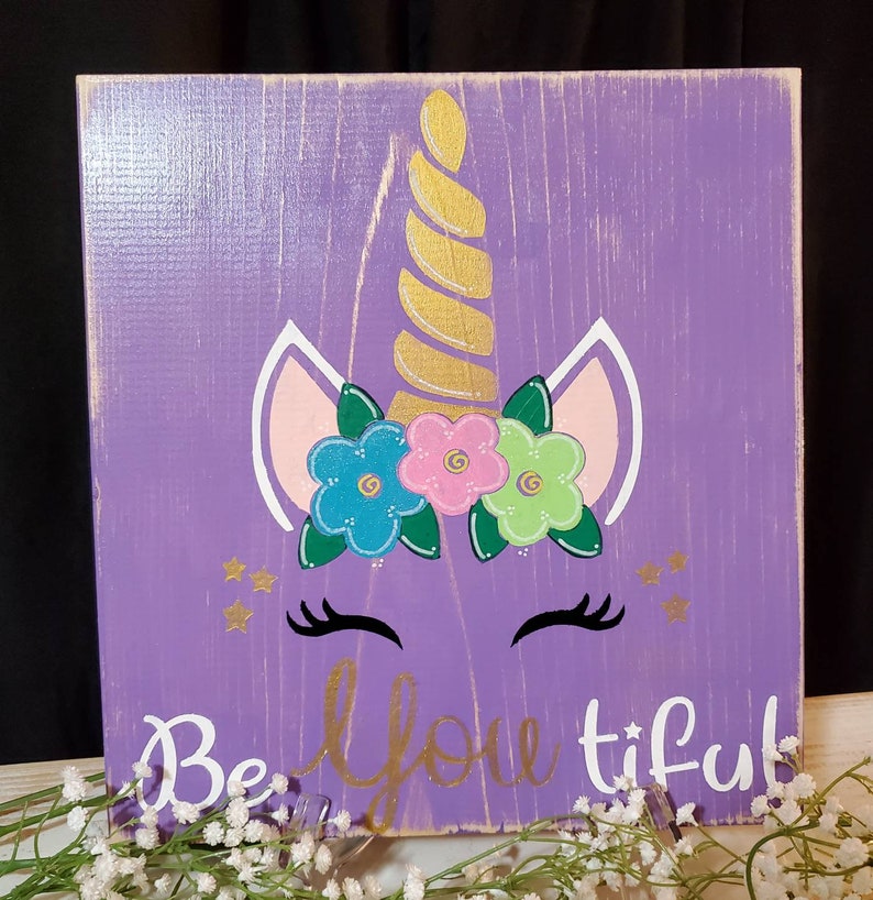 Set of 2 Adorable Handmade Unicorn Wooden Signs With the - Etsy