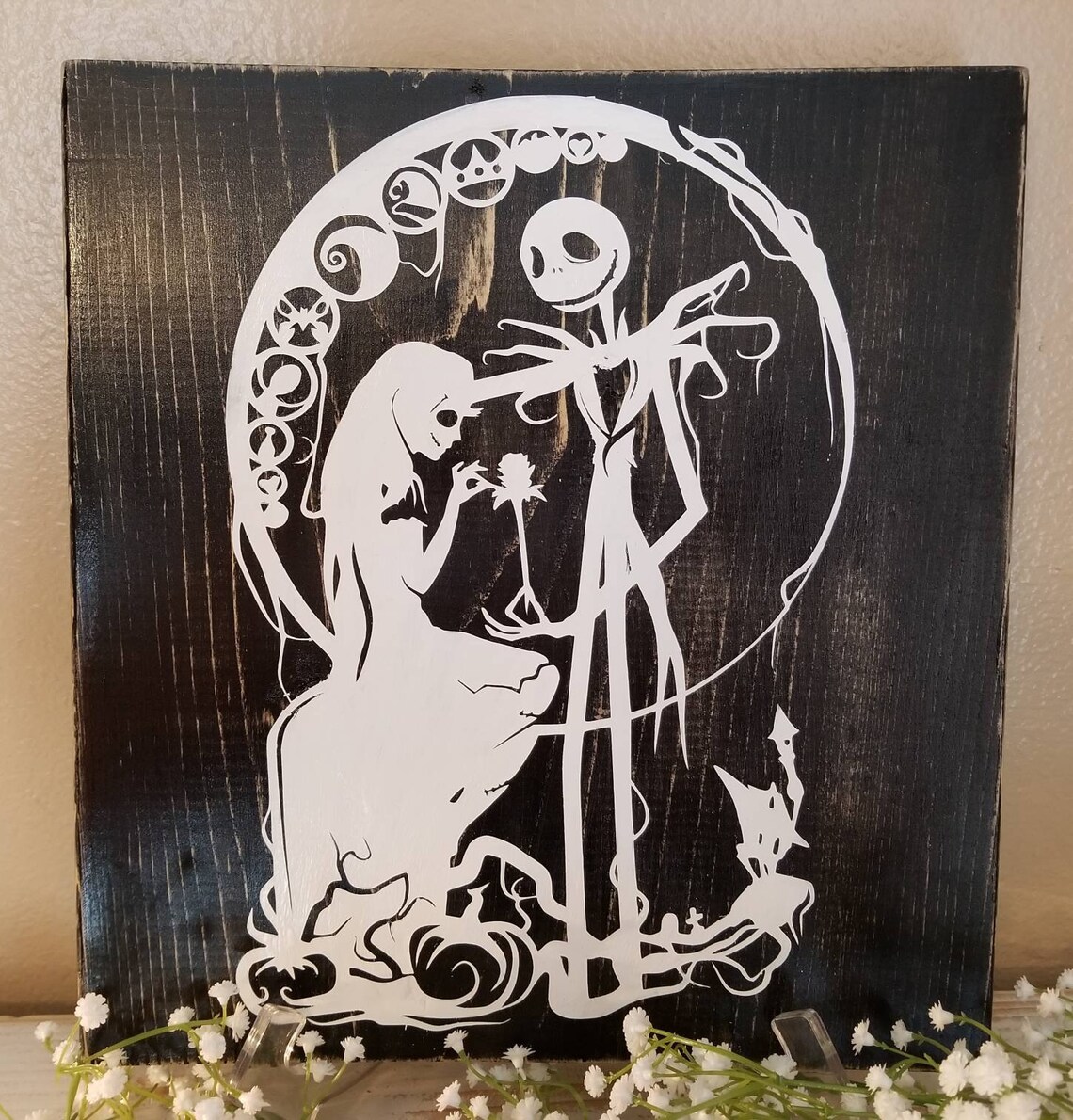 Cute Handmade Wooden Sign of Jack Skellington and Sally | Etsy