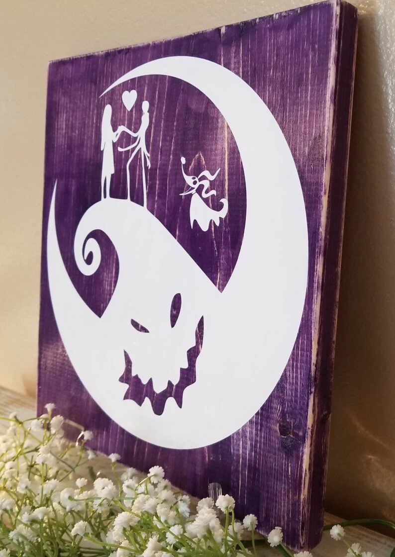 Set of 2 Cute Handmade Wooden Signs With Jack Skellington and - Etsy