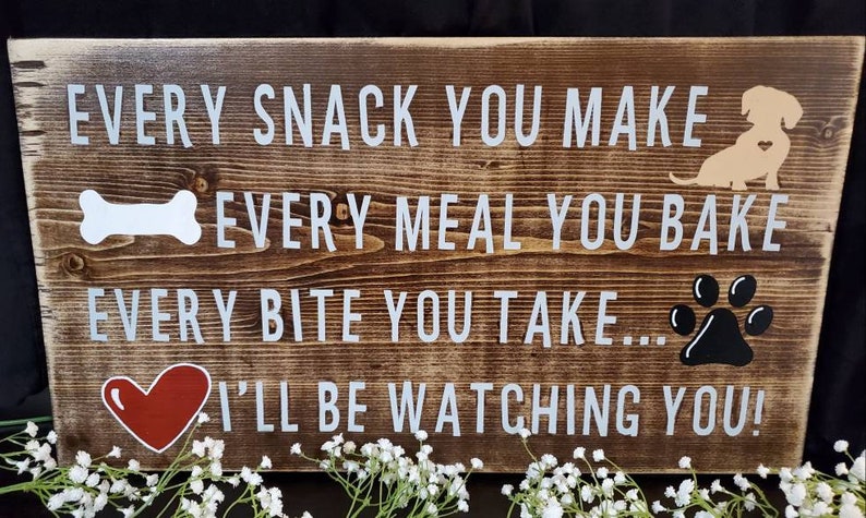 Cute and Fun Handmade Wooden Pet Sign Saying - Every Snack You Make ...