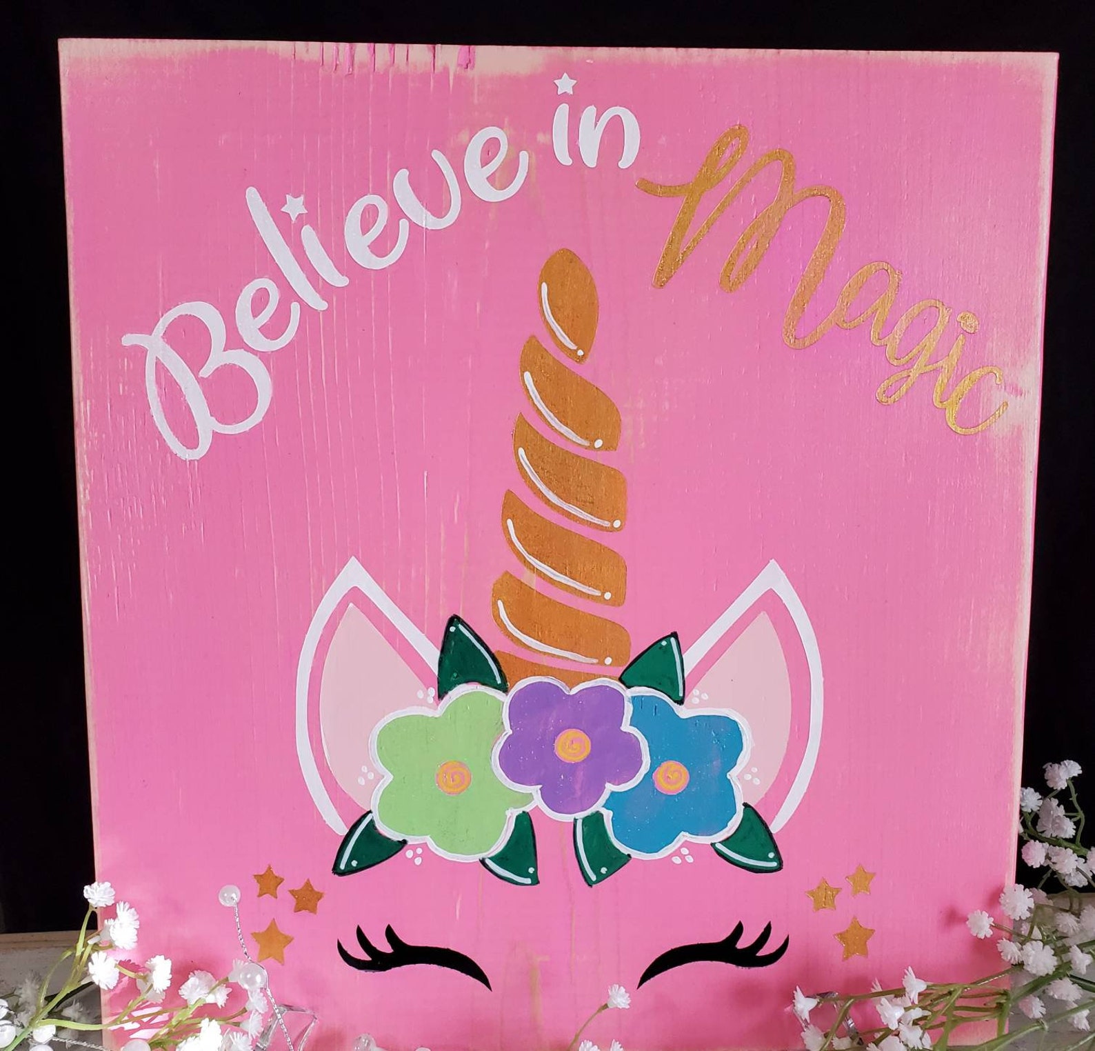 Adorable letrero de madera de unicornio hecho a mano con el - Etsy México