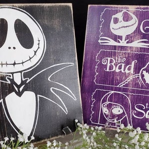 Set of 2 Cute Handmade Wooden Signs With Jack Skellington, Oogie Boogie ...