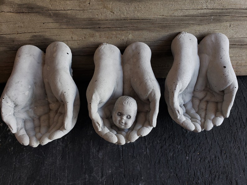 Creepy Tiny Baby Head Cement Decorations for Potted Plants or Fairy ...
