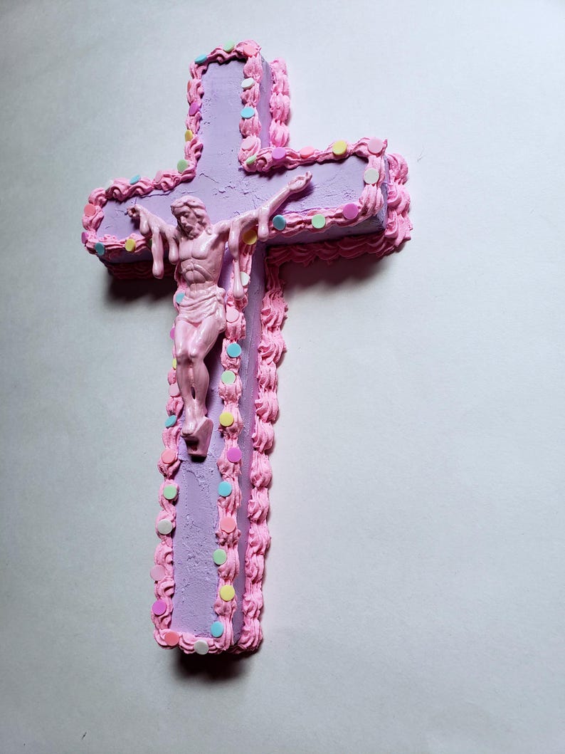 Pink and Purple Cake SWEET JESUS Crucifix Cross With Jesus Wallhanging ...