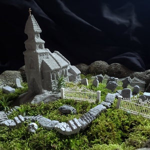 Spooky Creepy Mini Church Cathedral Cement Gothic Garden Terrarium ...