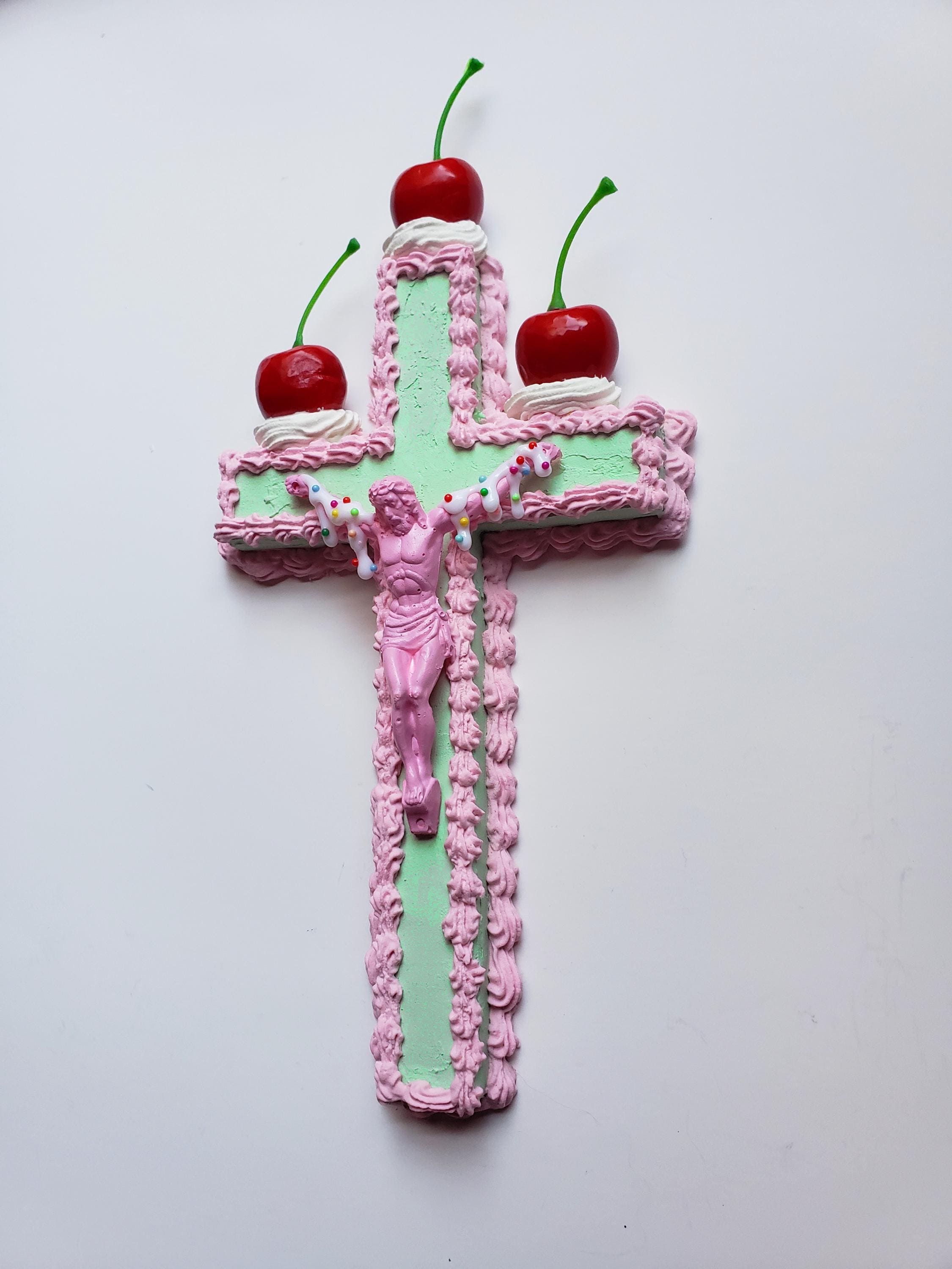 Green and Pink Cake SWEET JESUS Crucifix Cross With Jesus Wallhanging ...